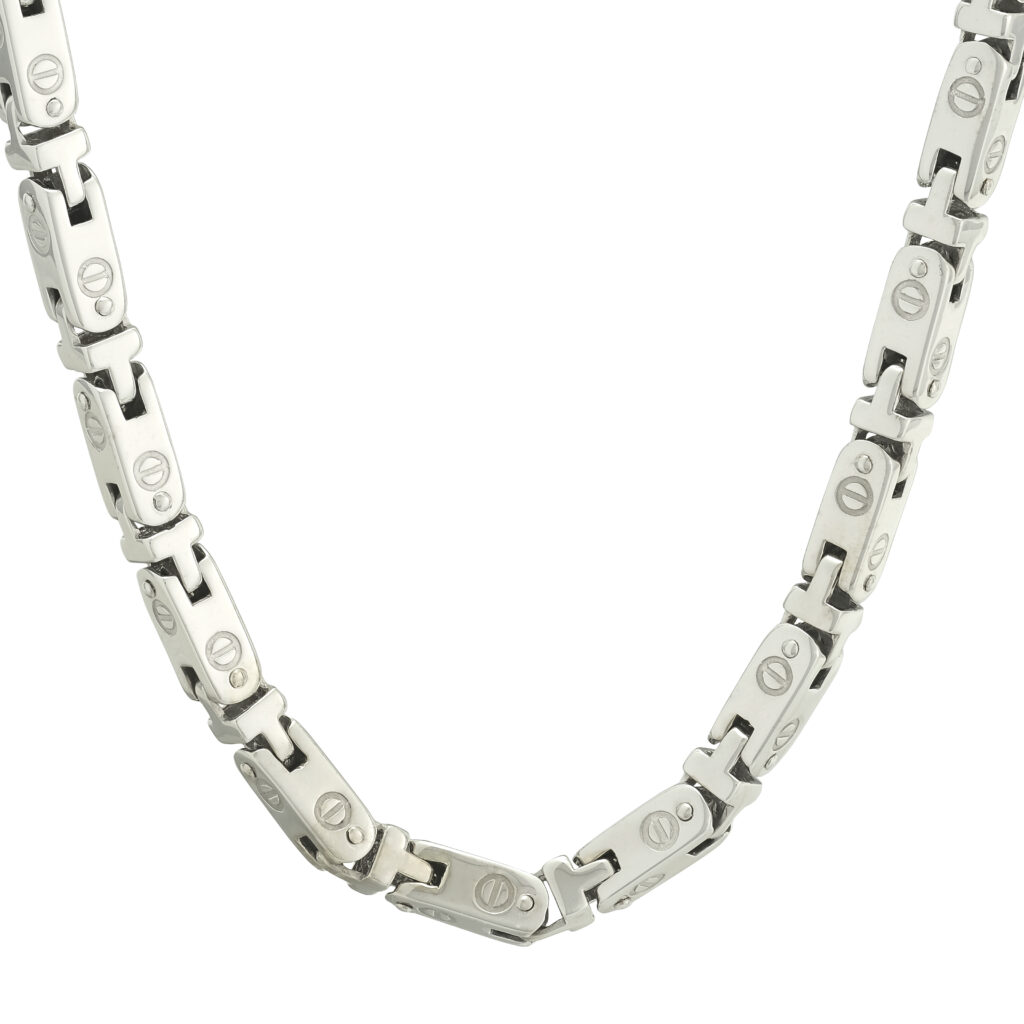 9ct White Gold Bike Link Chain 30" 4.5mm - Britannia Jewellery