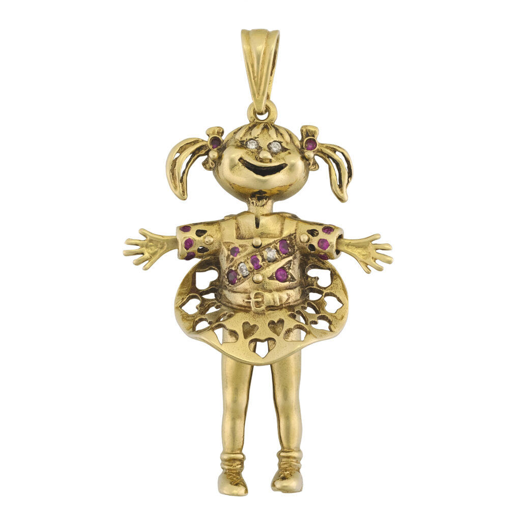 9ct Yellow Gold Gemstone Ragdoll Pendant - Britannia Jewellery