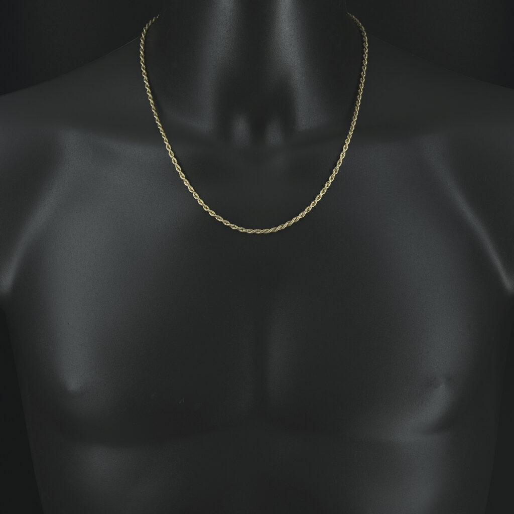 9ct Yellow Gold Rope Chain 21.5" 3mm - Britannia Jewellery