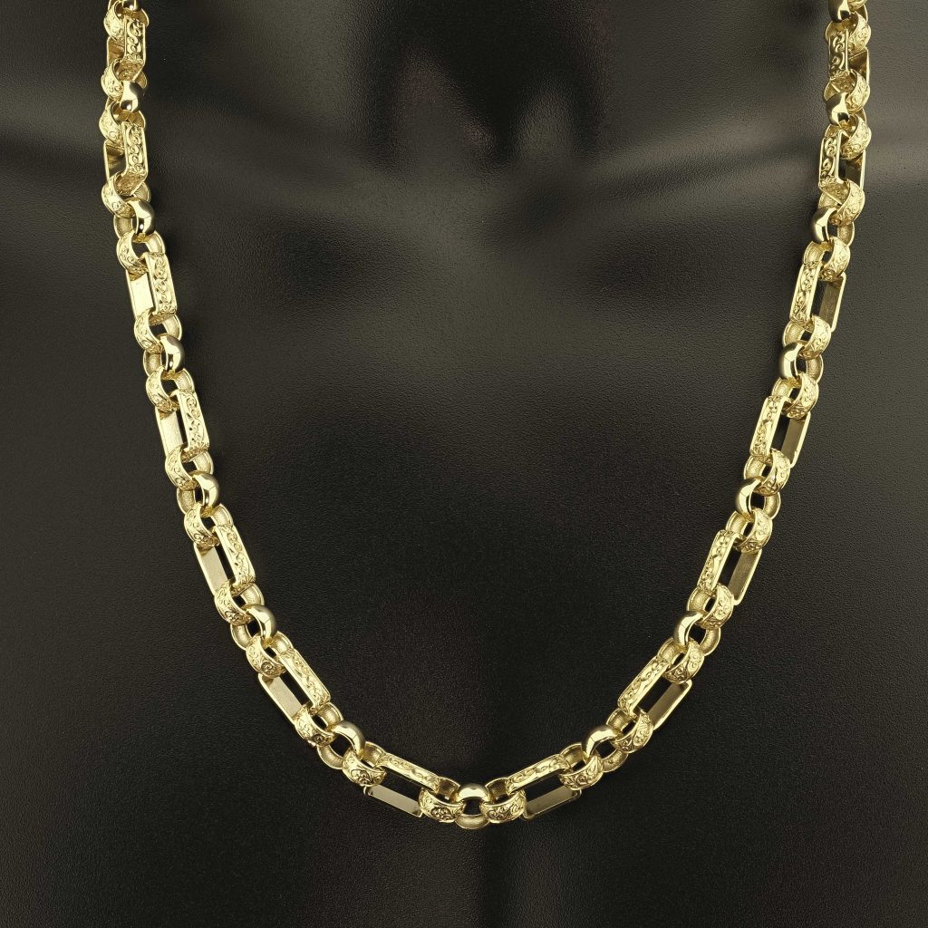9ct Yellow Gold Gypsy Link Chain 28″ 8.5mm - Britannia Jewellery