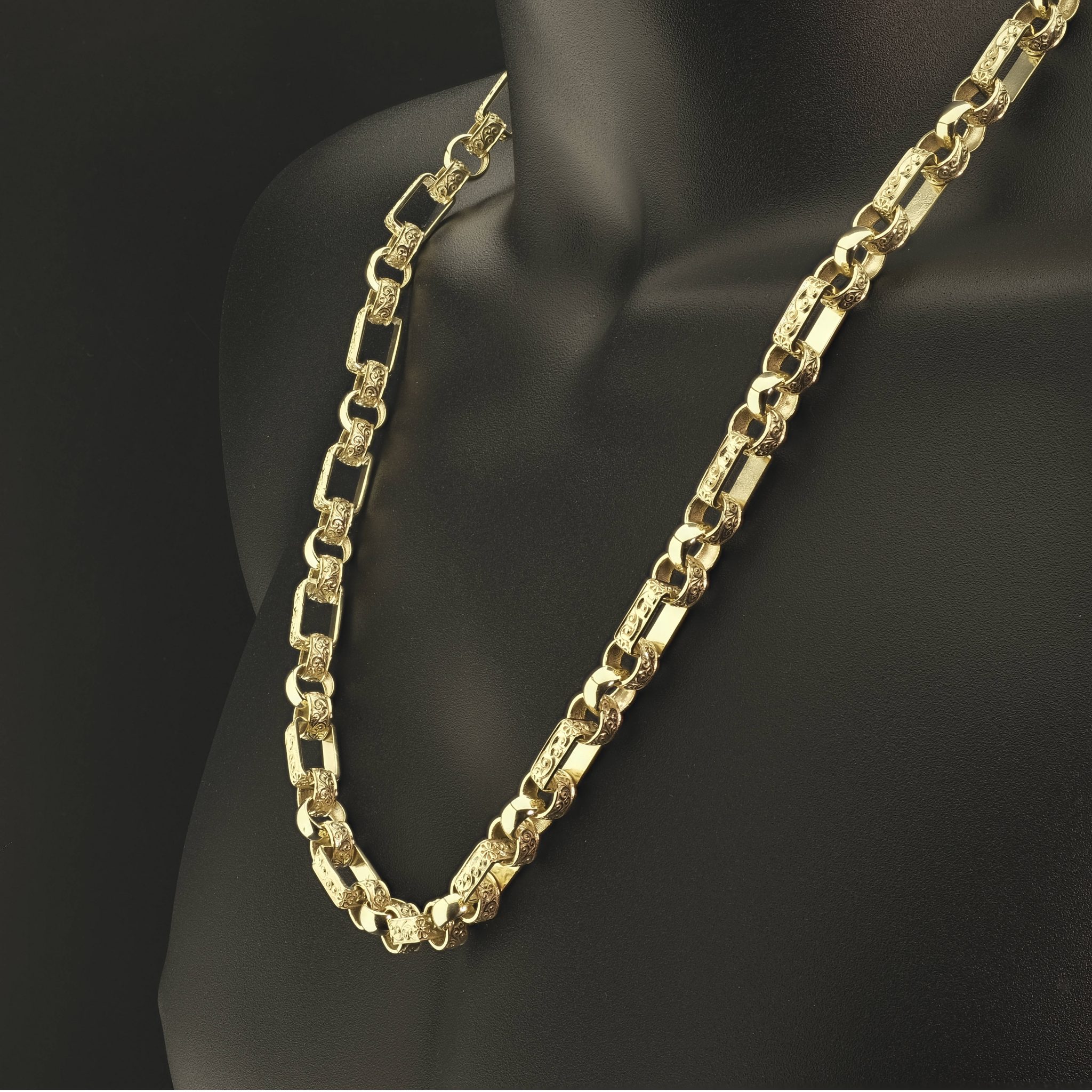 9ct Yellow Gold Gypsy Link Chain 28″ 8.5mm - Britannia Jewellery