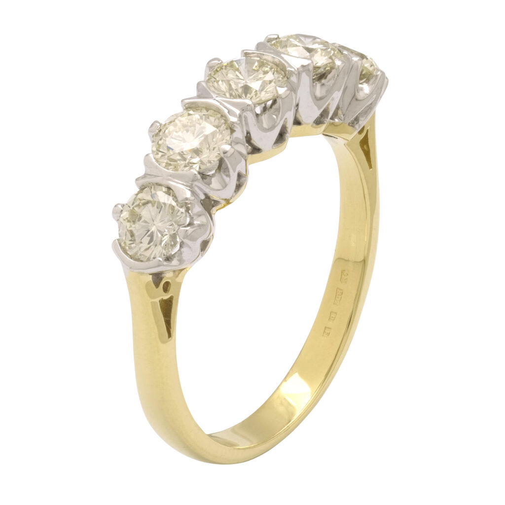 18ct Yellow Gold 1.50ct Diamond 5 Stone Ring - Britannia Jewellery