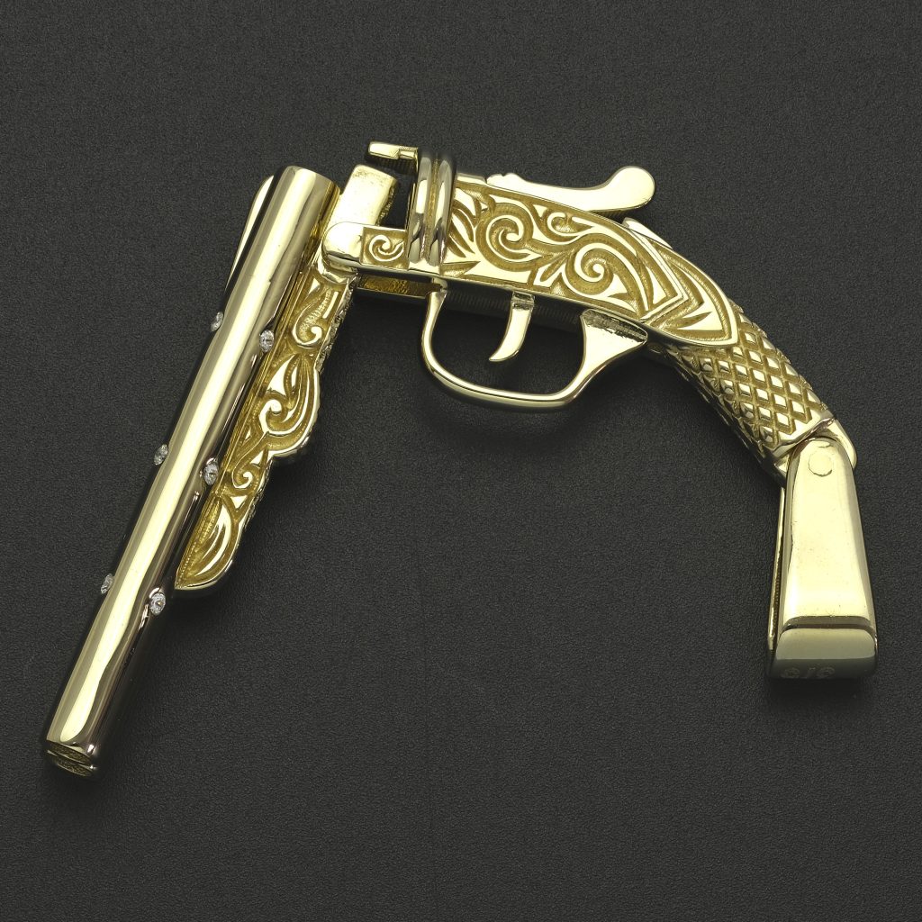 9ct Yellow Gold Gemstone Shotgun Pendant - Britannia Jewellery