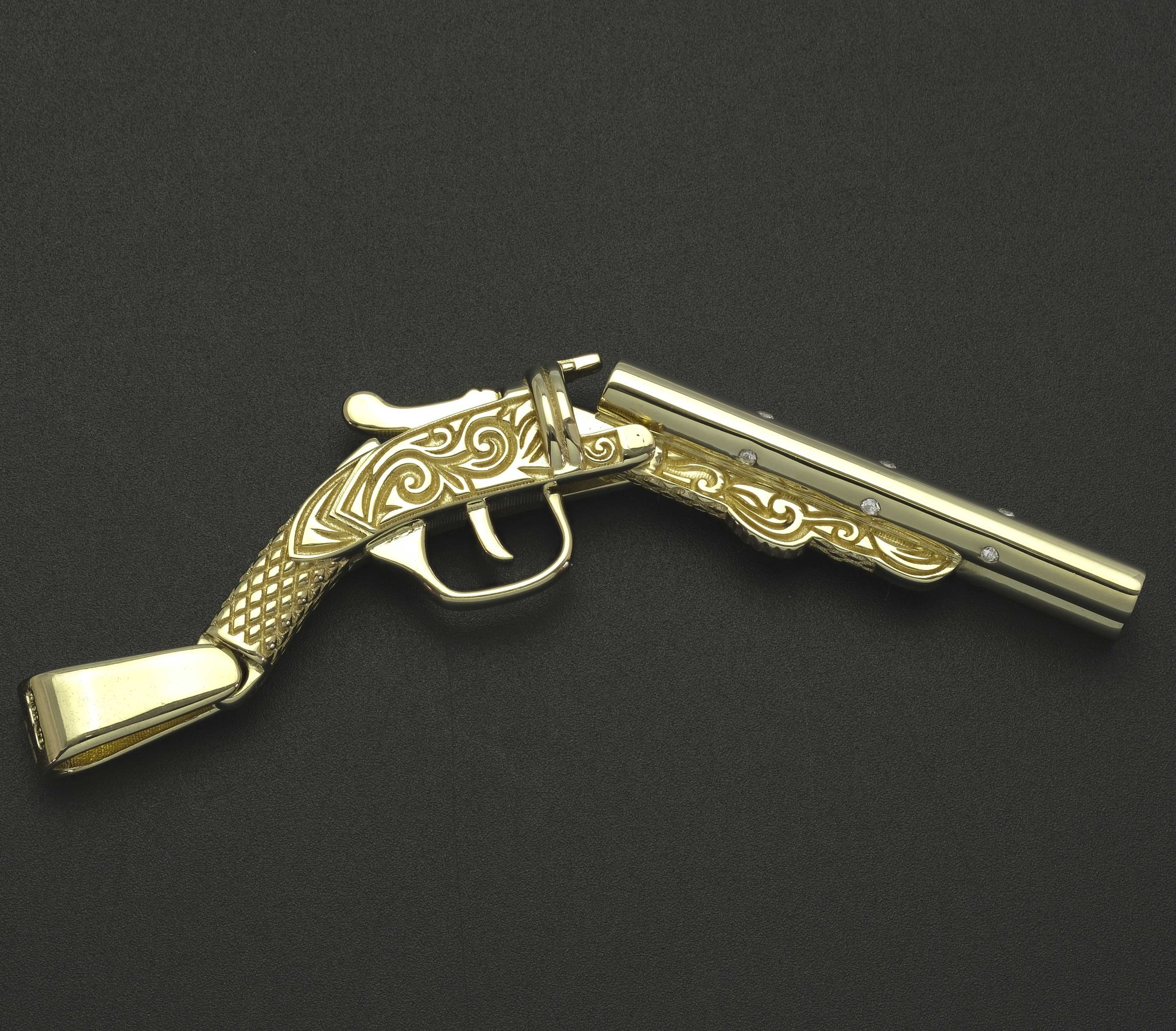 9ct Yellow Gold Gemstone Shotgun Pendant - Britannia Jewellery